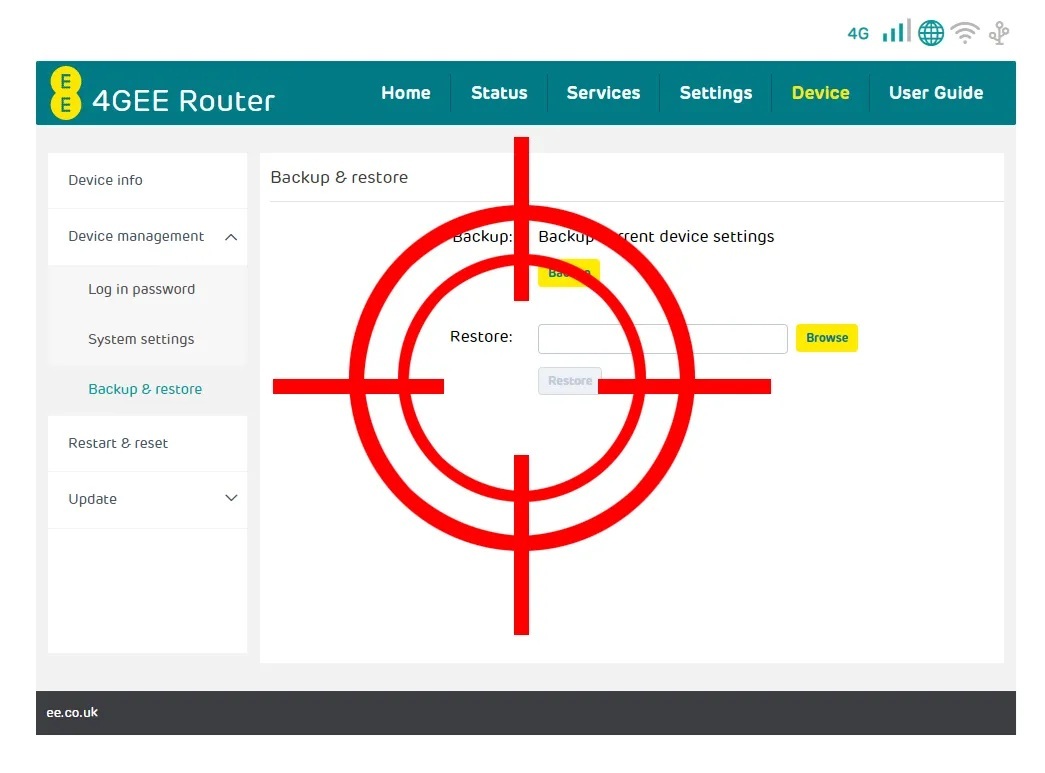 Exploiting the backup and restore feature on the 4GEE Home Router ...
